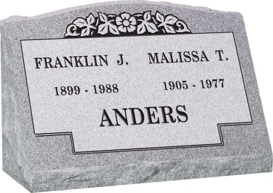 24" x 10" x 16" Serp Top Slant Headstone polished front and | Honor Life